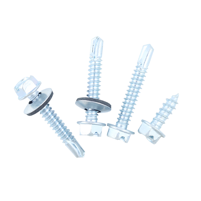 White Zinc Hex Head Screw with Slotted Drive