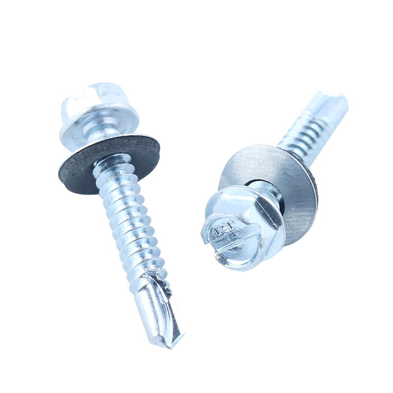 White Zinc Hex Head Screw with Slotted Drive
