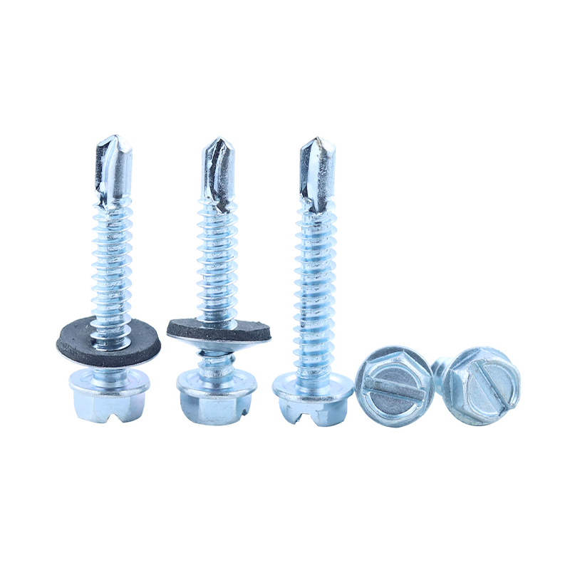 White Zinc Hex Head Screw with Slotted Drive